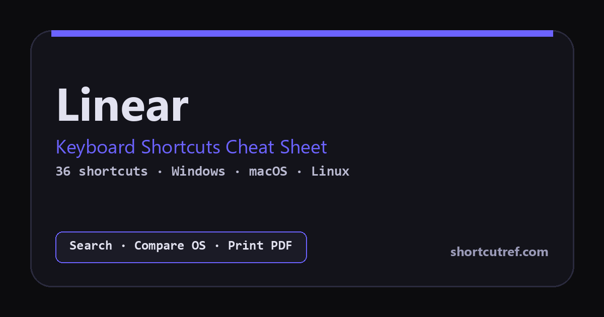 Linear Keyboard Shortcuts | ShortcutRef